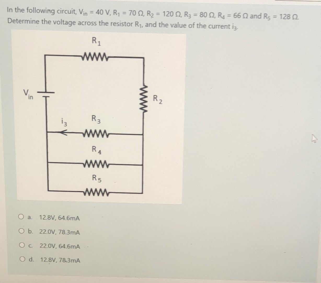 Solved In the following circuit, Vin =40 | Chegg.com