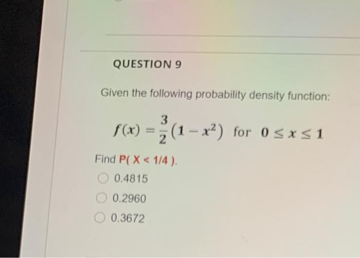 Solved QUESTIONS Given the following probability density | Chegg.com