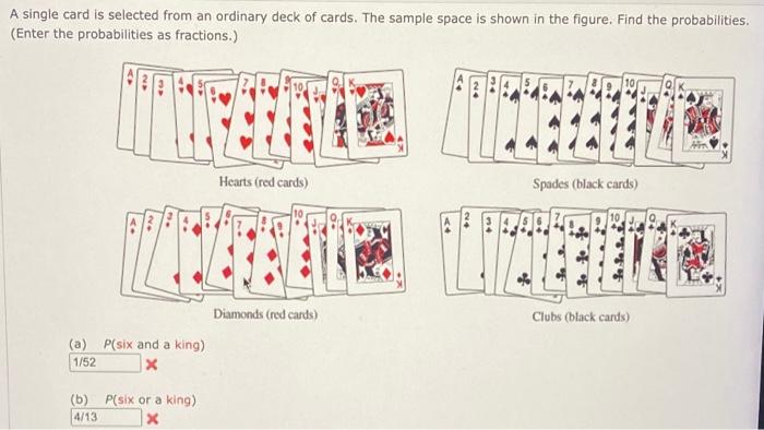 Solved A single card is selected from an ordinary deck of | Chegg.com