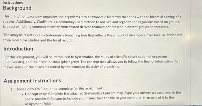 Solved Instructions Background This branch of taxonomy | Chegg.com
