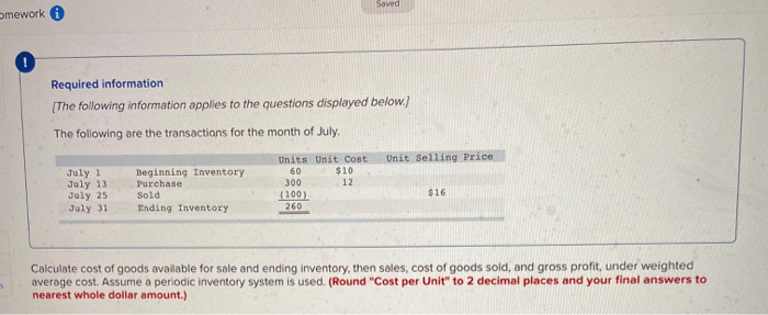 Solved mework Required information [The following | Chegg.com Solved mework Required information [The following | Chegg.com