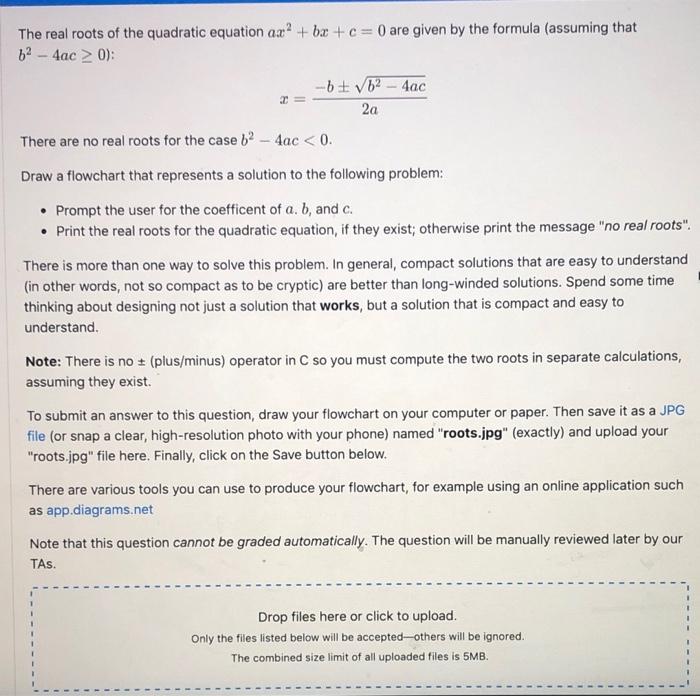 Solved The real roots of the quadratic equation ax + bx + c | Chegg.com