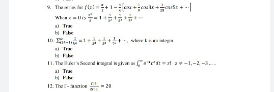 Solved 9. The series for f(x) = +1 -cox +cos3x + cos5x + | Chegg.com