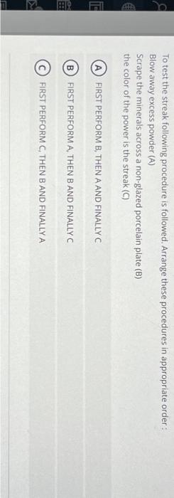 Solved THE Fall D BR 11 To test the streak following | Chegg.com