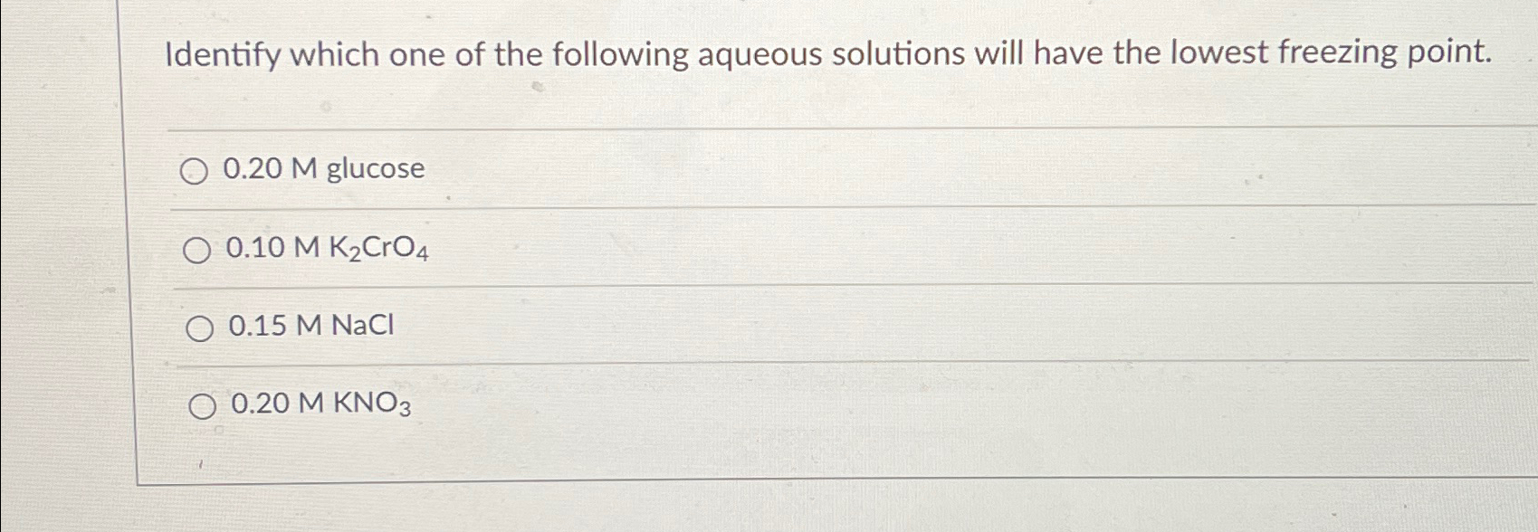 Identify which one of the following aqueous solutions | Chegg.com