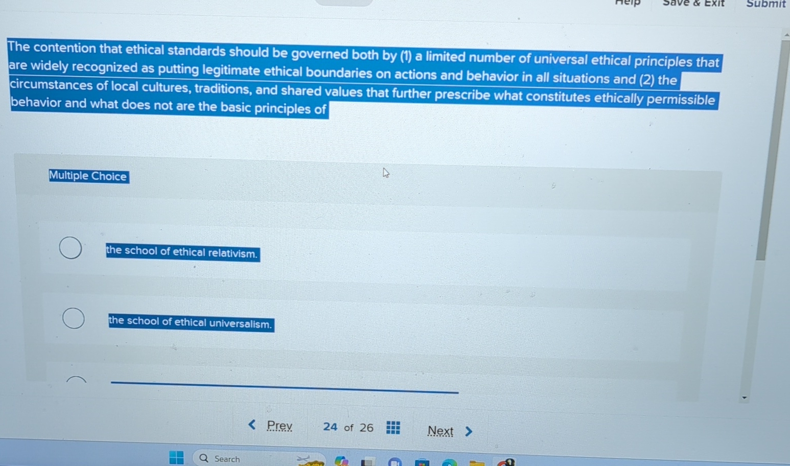 Solved The contention that ethical standards should be | Chegg.com