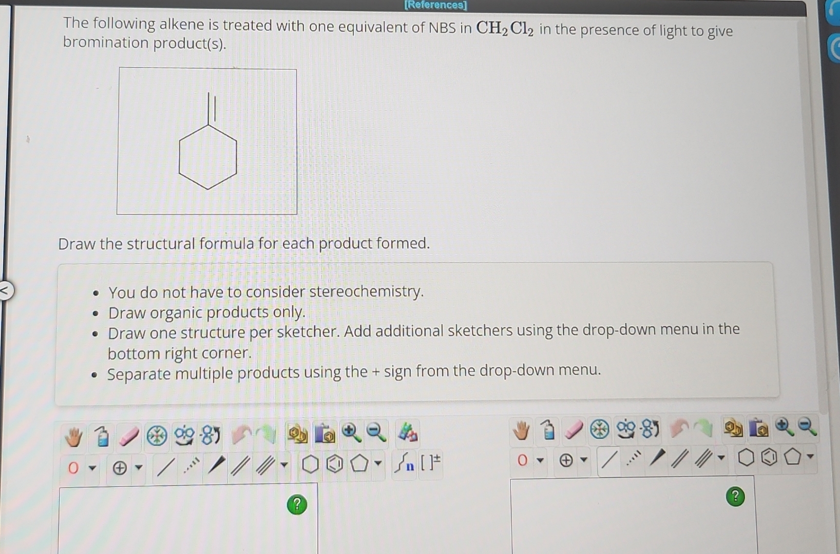 Solved [References]The following alkene is treated with one | Chegg.com