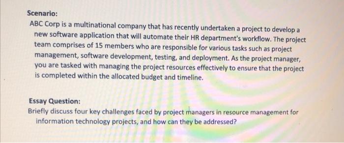 Solved Scenario: ABC Corp is a multinational company that | Chegg.com