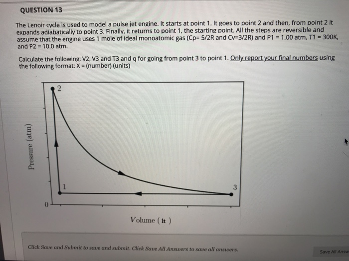 Solved QUESTION 13 The Lenoir cycle is used to model a pulse | Chegg.com