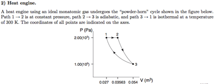 A heat engine using an ideal monatomic gas undergoes | Chegg.com