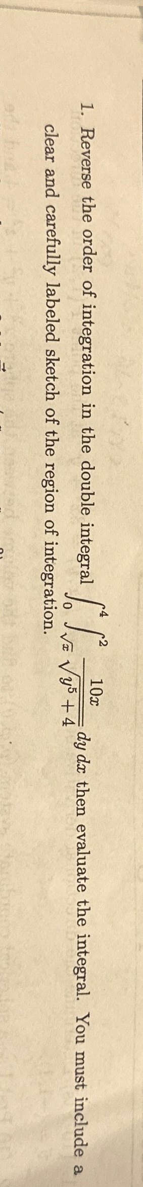 Solved Reverse the order of integration in the double | Chegg.com