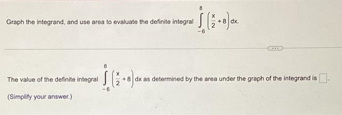 Solved Graph the integrand, and use area to evaluate the | Chegg.com