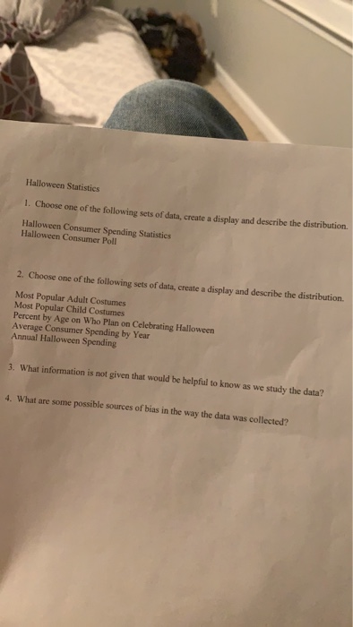 Solved Halloween Statistics 1. Choose one of the following | Chegg.com