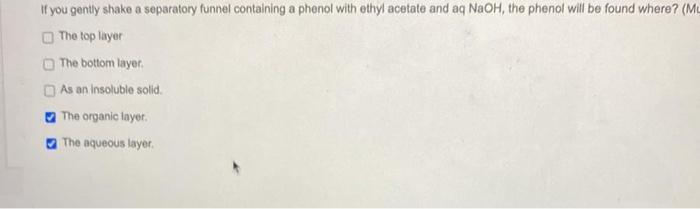 Solved If you gently shake a separatory funnel containing a | Chegg.com