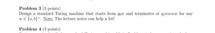Solved Problem 3 (3 points) Design a standard Turing machine | Chegg.com