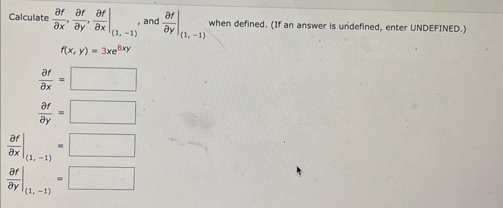 Solved Calculate delfdelx,delfdely,delfdelx|(1,-1)|, ﻿and | Chegg.com