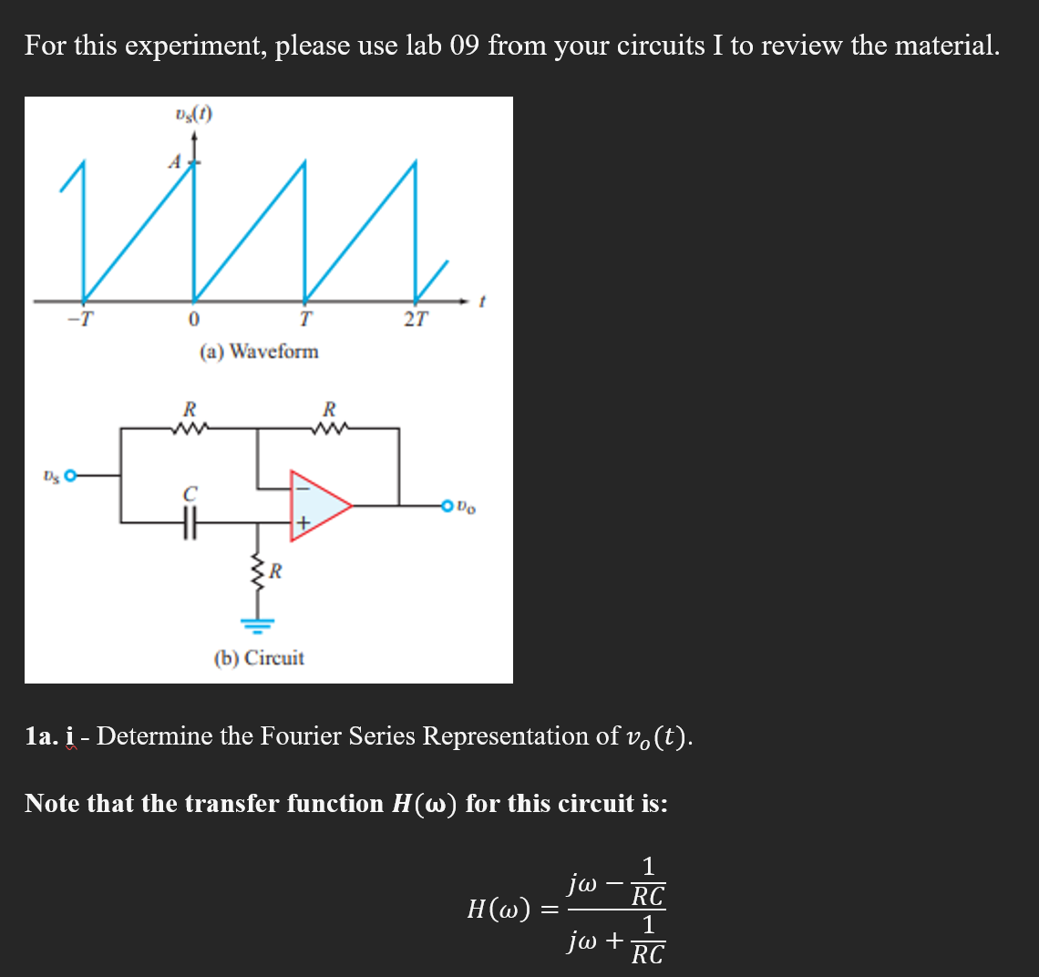 For this experiment, please use lab 09 ﻿from your | Chegg.com