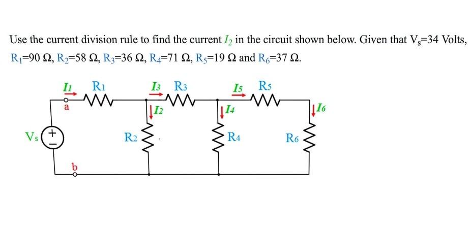 Solved Use the current division rule to find the current I2 | Chegg.com