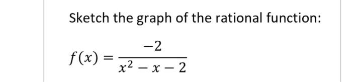 Solved Sketch the graph of the rational function: | Chegg.com