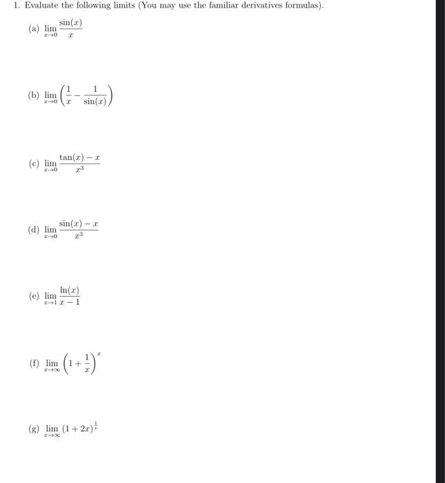 Solved (a) limx→0xsin(x) (b) limx→0(x1−sin(x)1) (c) | Chegg.com