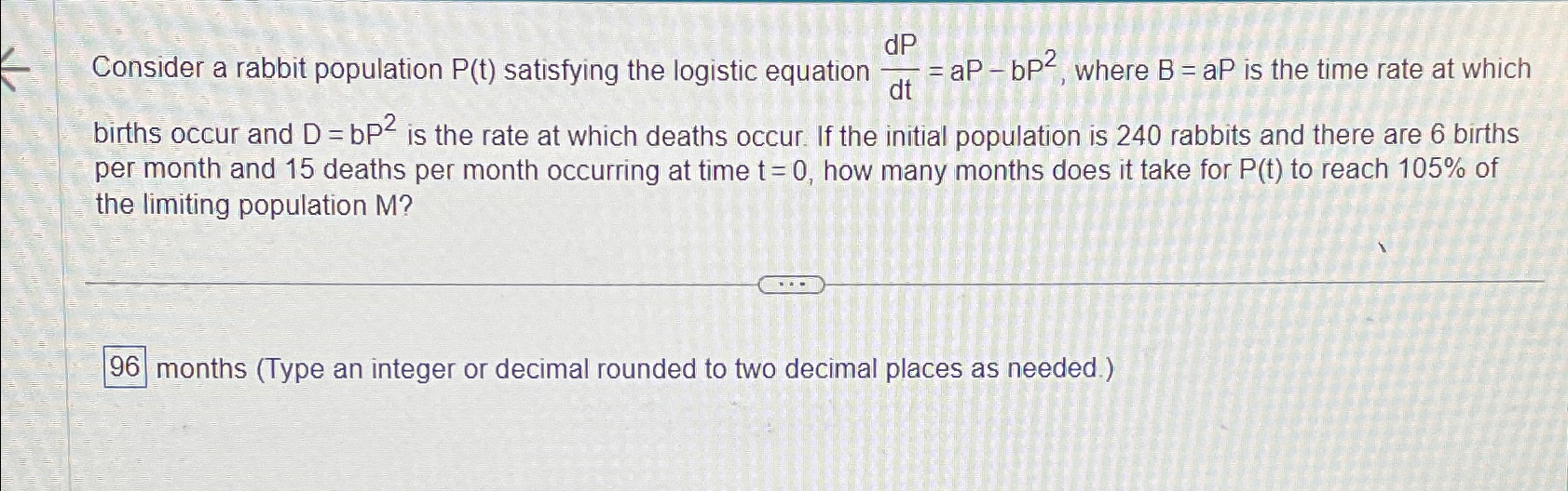 Solved Consider a rabbit population P(t) ﻿satisfying the | Chegg.com