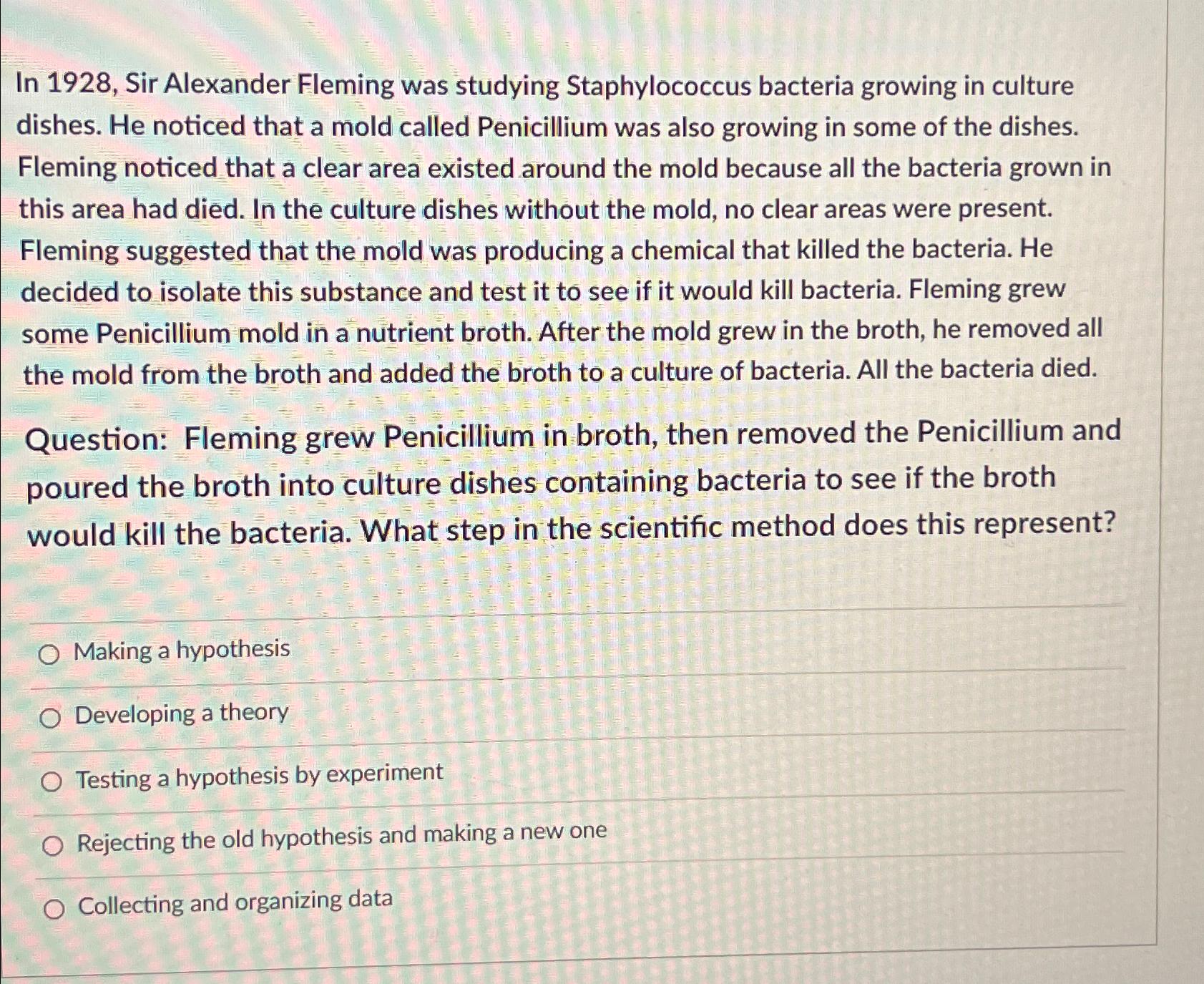 Solved In 1928, ﻿Sir Alexander Fleming was studying | Chegg.com