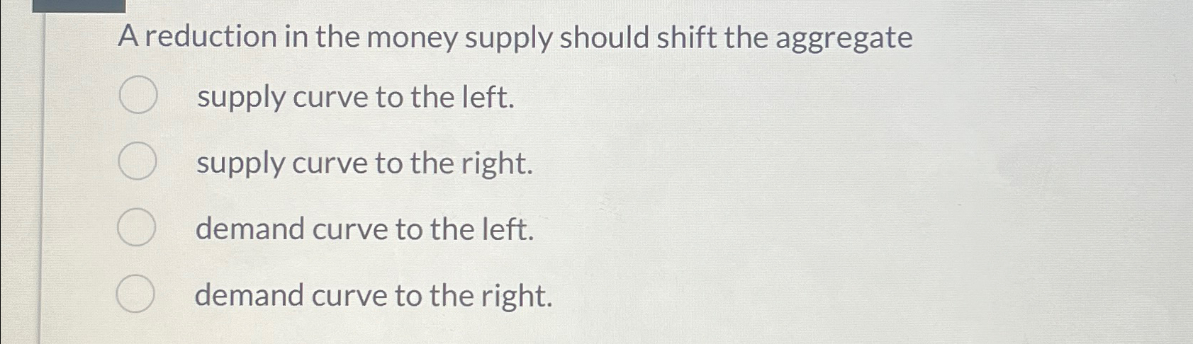 Solved A reduction in the money supply should shift the | Chegg.com