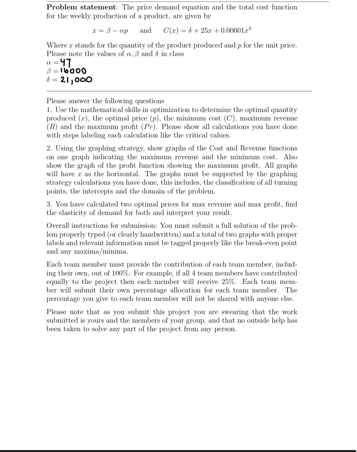 Solved Problem statement: The price demand equation and the | Chegg.com