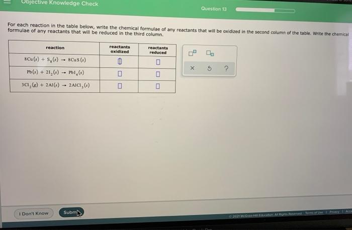 Solved Objective Knowledge Check Question 13 For each | Chegg.com