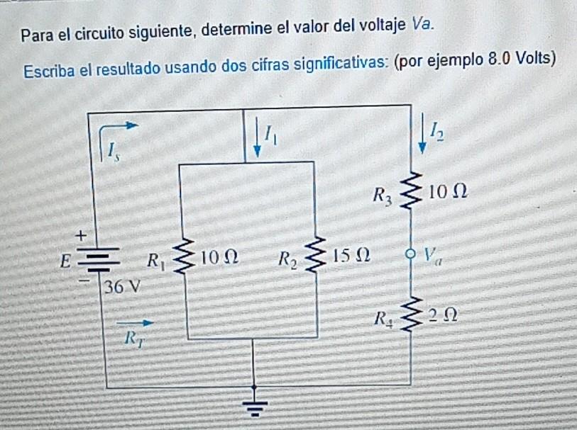 Para el circuito siguiente, determine el valor del | Chegg.com