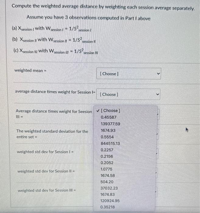 Solved Compute the weighted average distance by weighting | Chegg.com