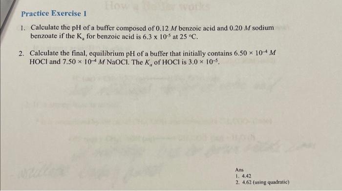 Solved How a Practice Exercise 1 1. Calculate the pH of a | Chegg.com