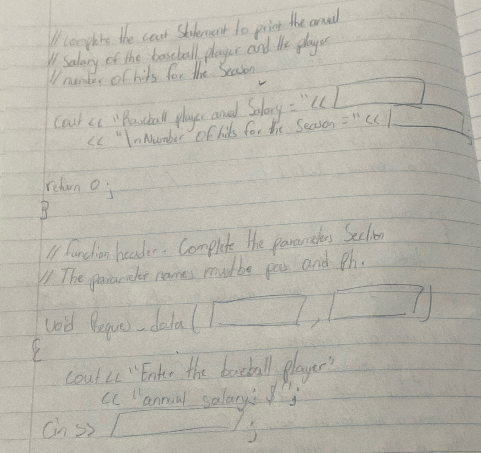 Solved II compke the cout Stitement to print the | Chegg.com