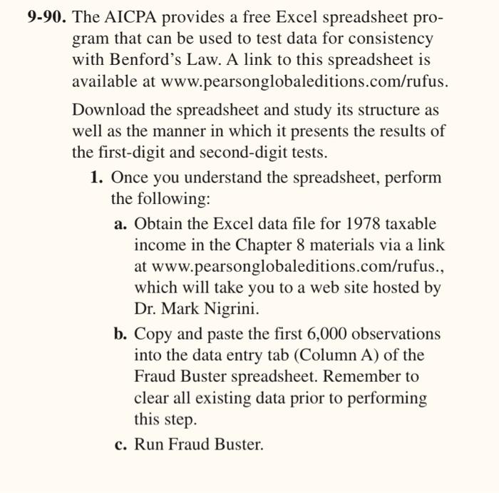 Solved 9-90. The AICPA provides a free Excel spreadsheet | Chegg.com