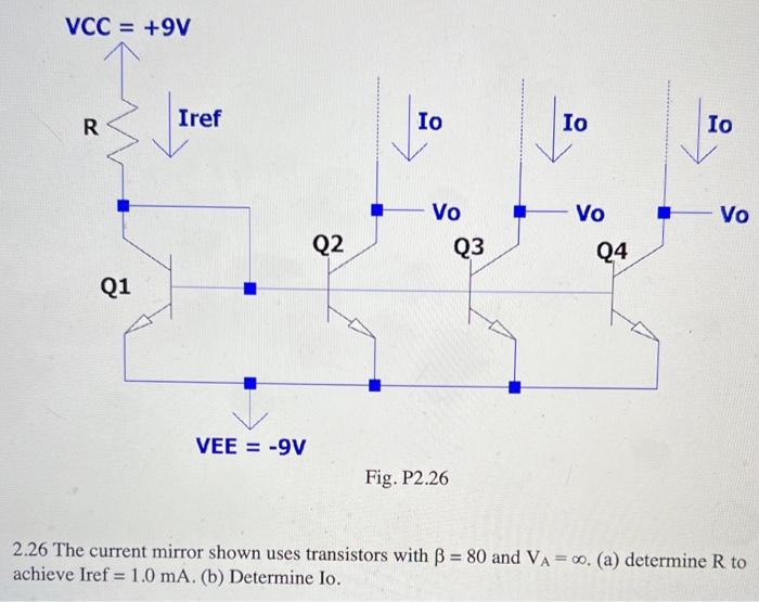 Solved 2.26 The current mirror shown uses transistors with | Chegg.com