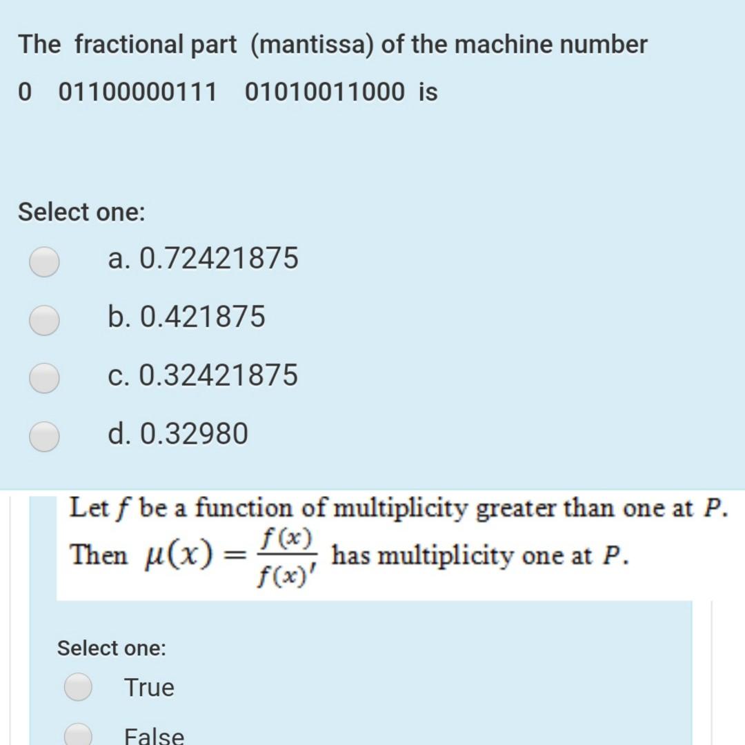 Solved The fractional part (mantissa) of the machine number | Chegg.com