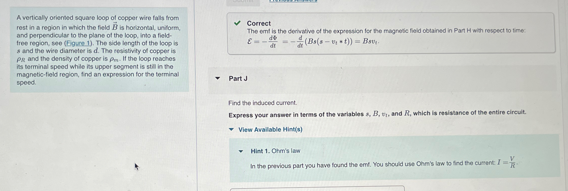 Solved A vertically oriented square loop of copper wire | Chegg.com