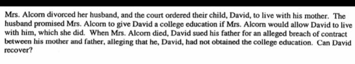 Solved Mrs. Alcorn divorced her husband, and the court | Chegg.com