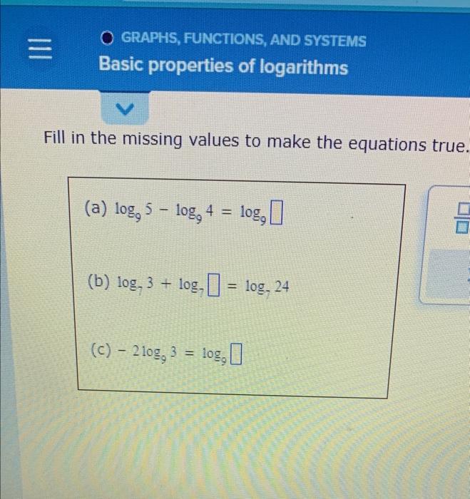 Solved Fill in the missing values to make the equations true | Chegg.com