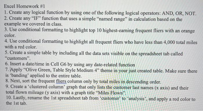 Excel Homework #1 1. Create any logical function by | Chegg.com