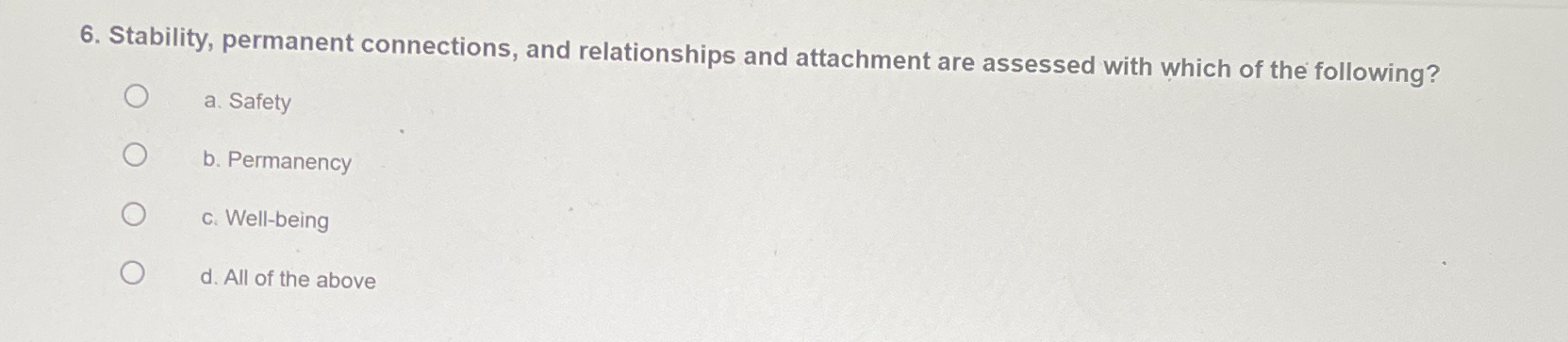 Solved Stability, permanent connections, and relationships | Chegg.com