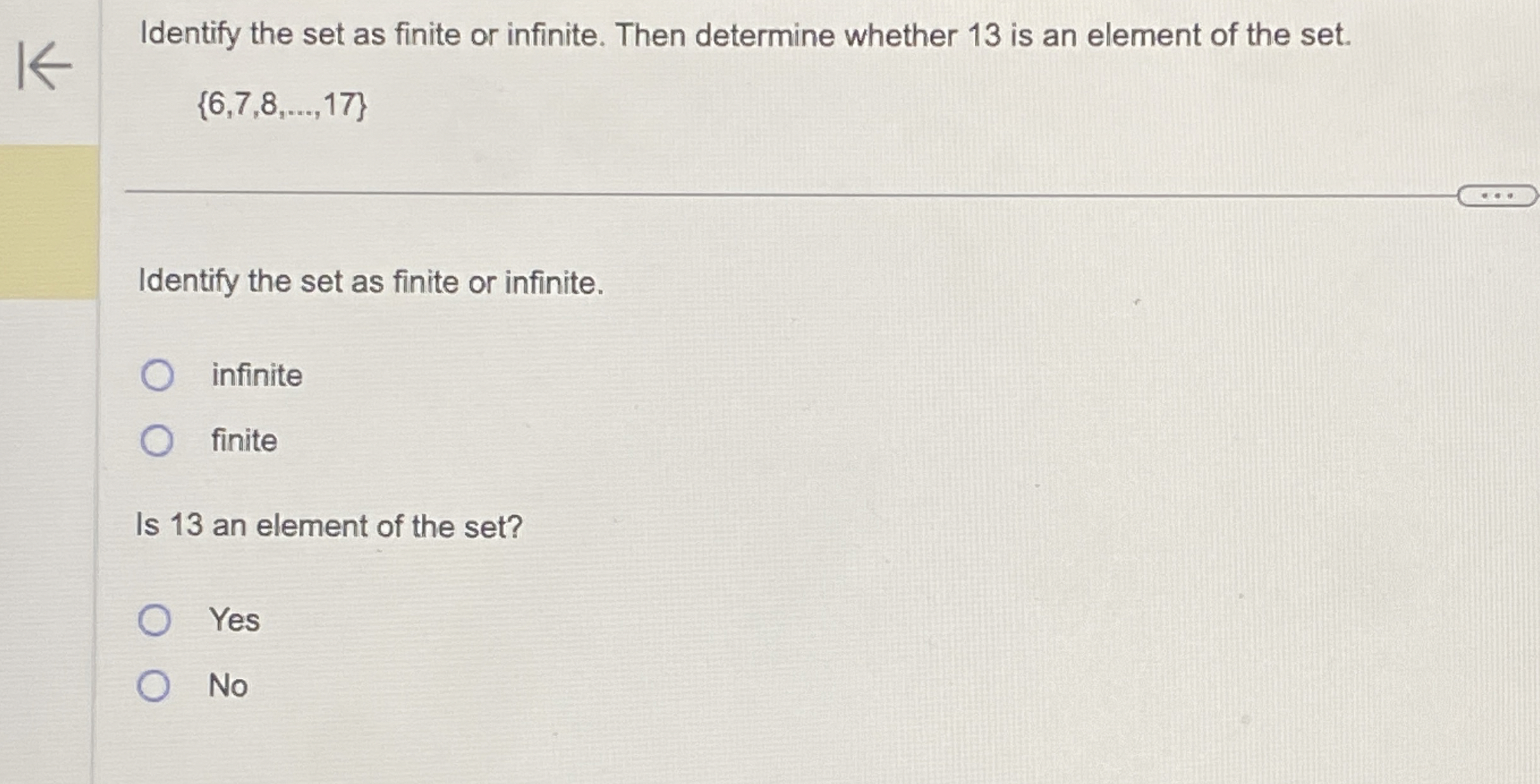 Solved Identify the set as finite or infinite. Then | Chegg.com