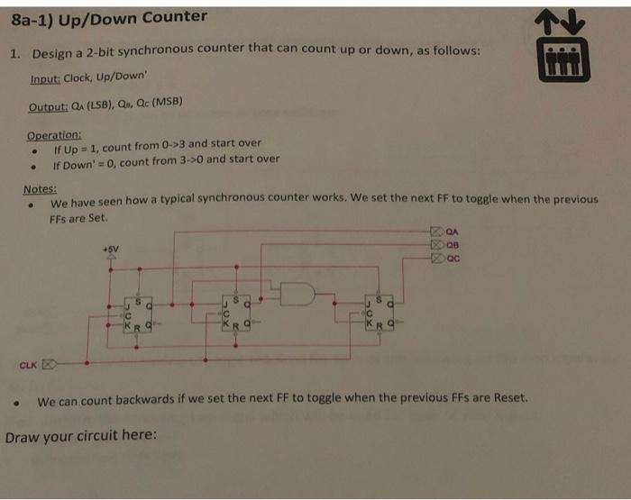 Solved 1 Design A 2 Bit Synchronous Counter That Can Count