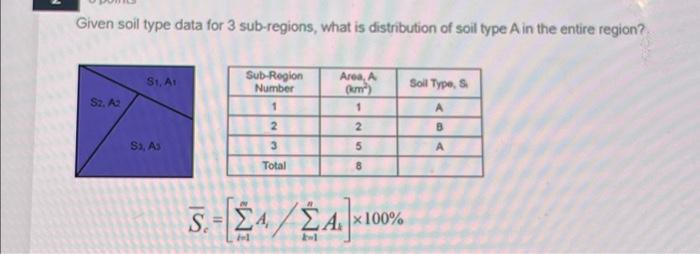 Solved Given soil type data for 3 sub-regions, what is | Chegg.com