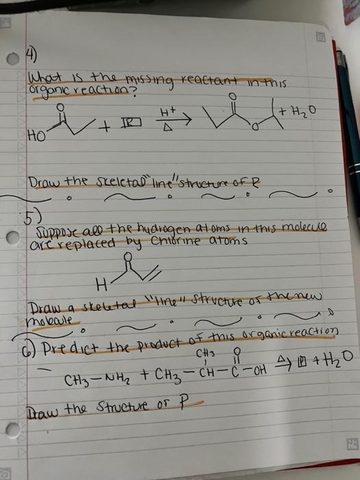Solved What is the missing reactant in this organic | Chegg.com