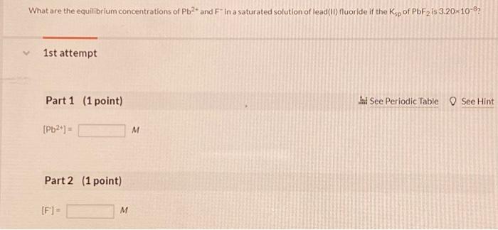 Solved What are the equilibrium concentrations of Pb2+ and | Chegg.com