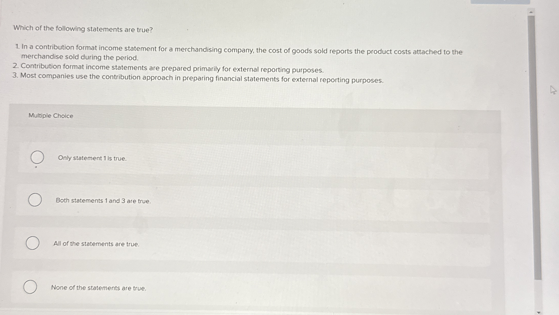 Solved Which of the following statements are true?In a | Chegg.com