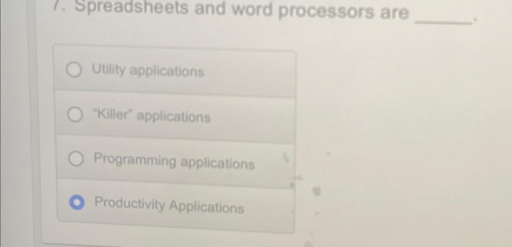 Solved Spreadsheets and word processors areUtility | Chegg.com