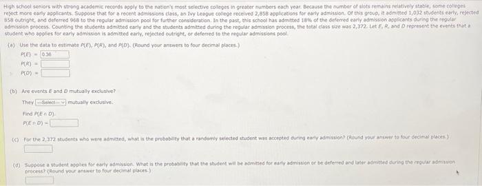 Solved High school seniors with strong academic recerds | Chegg.com Solved High school seniors with strong academic recerds | Chegg.com