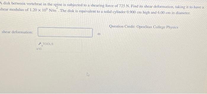 Solved A disk between vertebrac in the spine is subjected to | Chegg.com